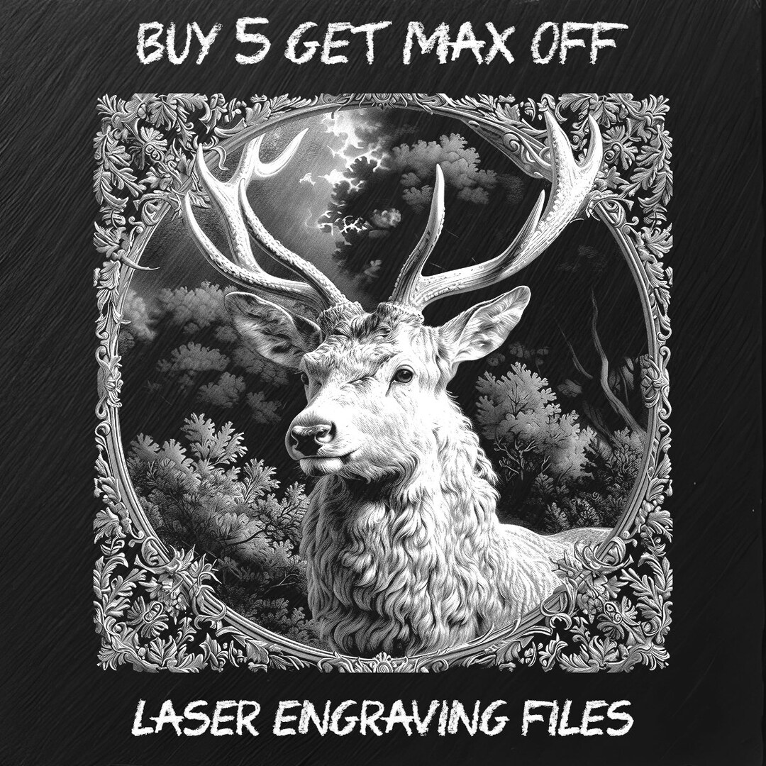 Deer Elk Laser Engraving File: Slate Coaster, Sign, Tray (PNG) - Etsy