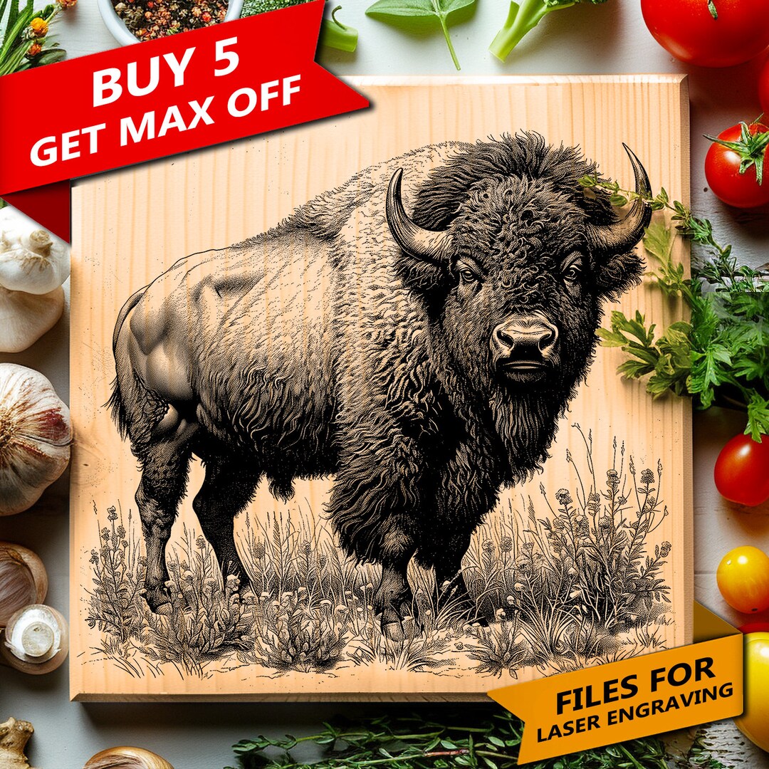 Buy Buffalo Bison Laser Engraving Files: Wood Burn Art (PNG) Online in ...