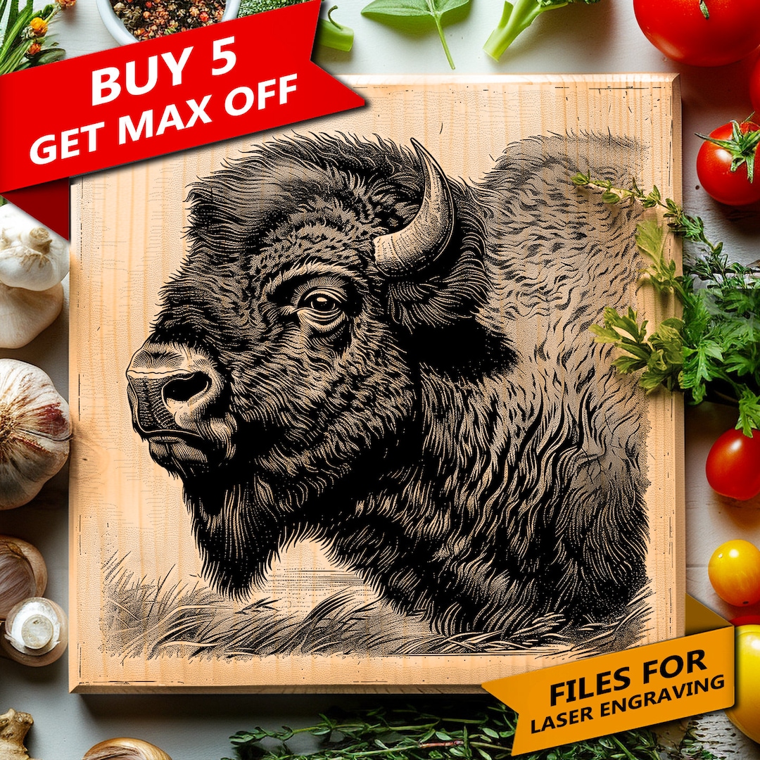 American Bison Laser Engraving File: Wood Burn Art (PNG) - Etsy UK
