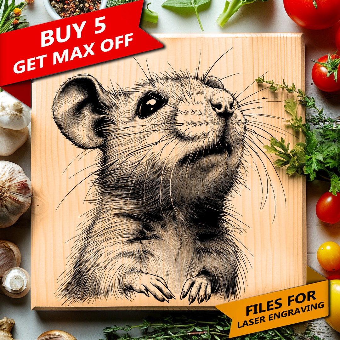 Rat Engraving Laser Ready Files: Wood Burn Art (PNG) - Etsy