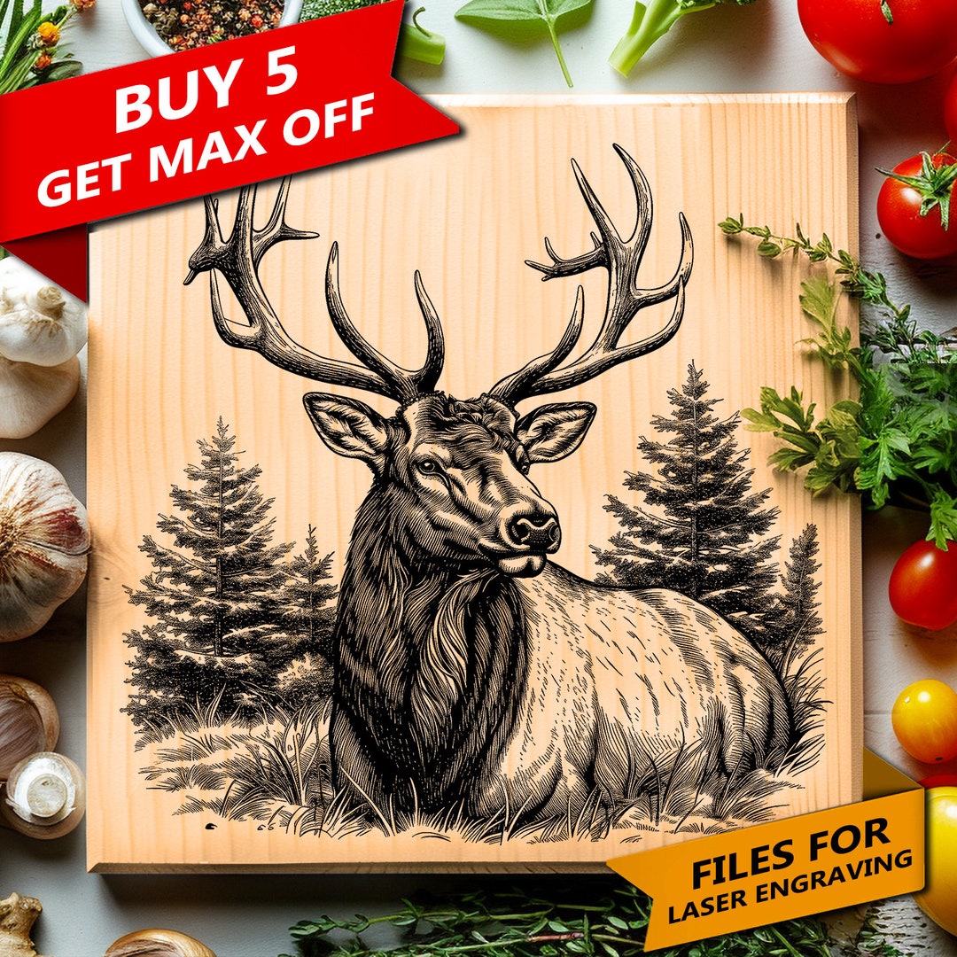 Elk Engraving Laser Ready Files: Wood Burn Art (PNG) - Etsy