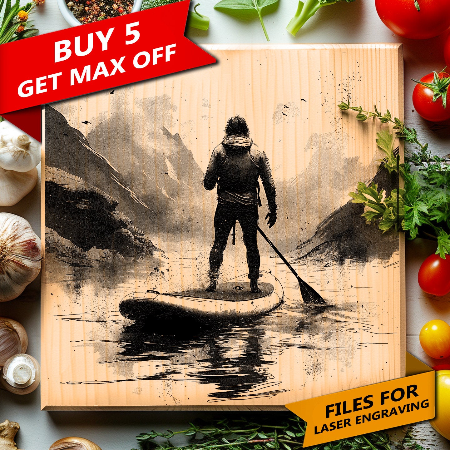 Laser Ready File for Engrave PNG, Wood Burn Board Coaster Tray Sign ...