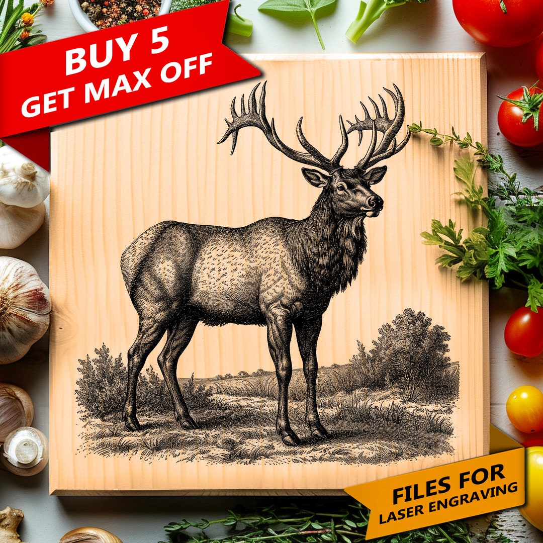 Deer, Moose, Elk Engraving Laser Ready Files (PNG) - Etsy Australia
