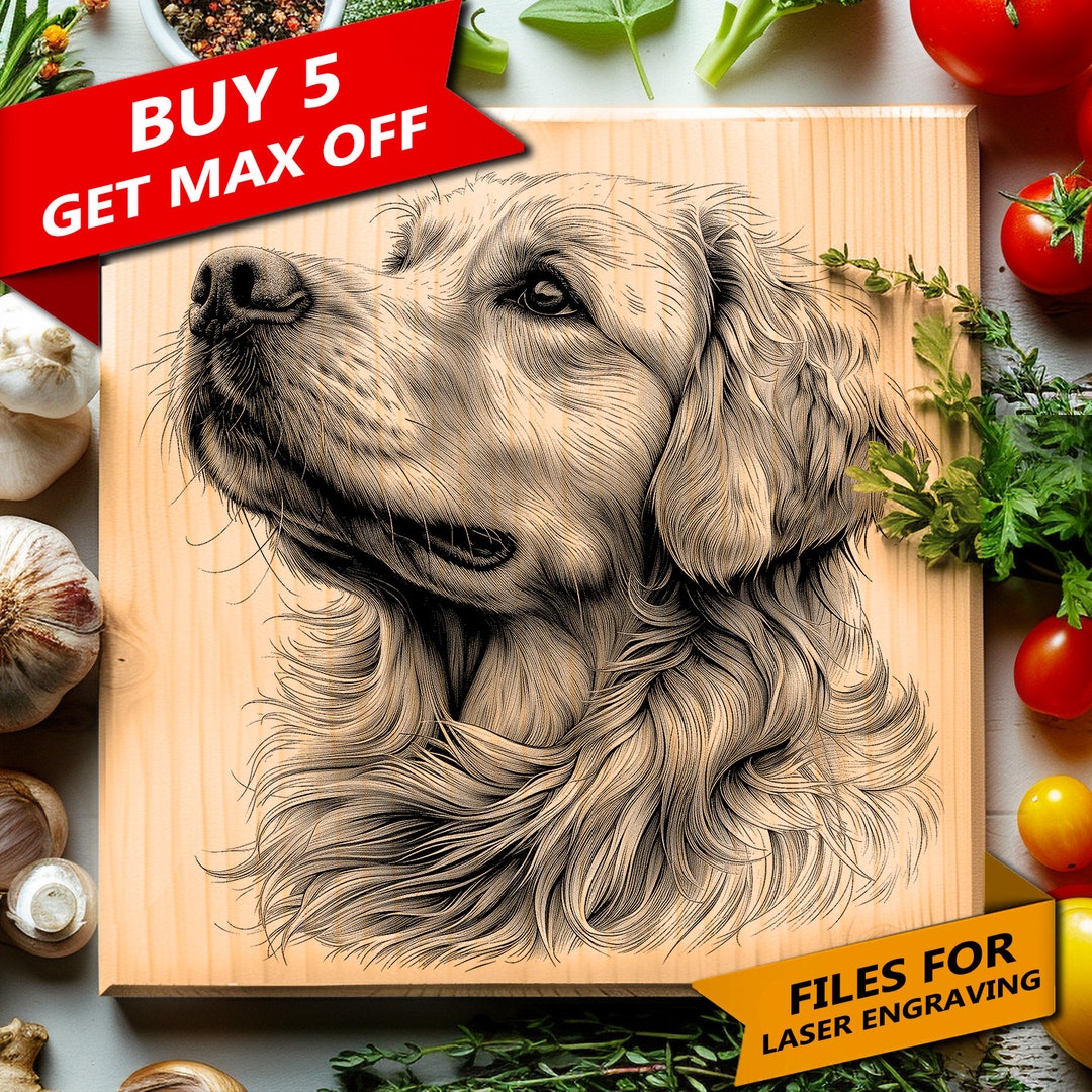 Golden Retriever Laser Engraving File: Wood Burn Art (PNG) - Etsy UK