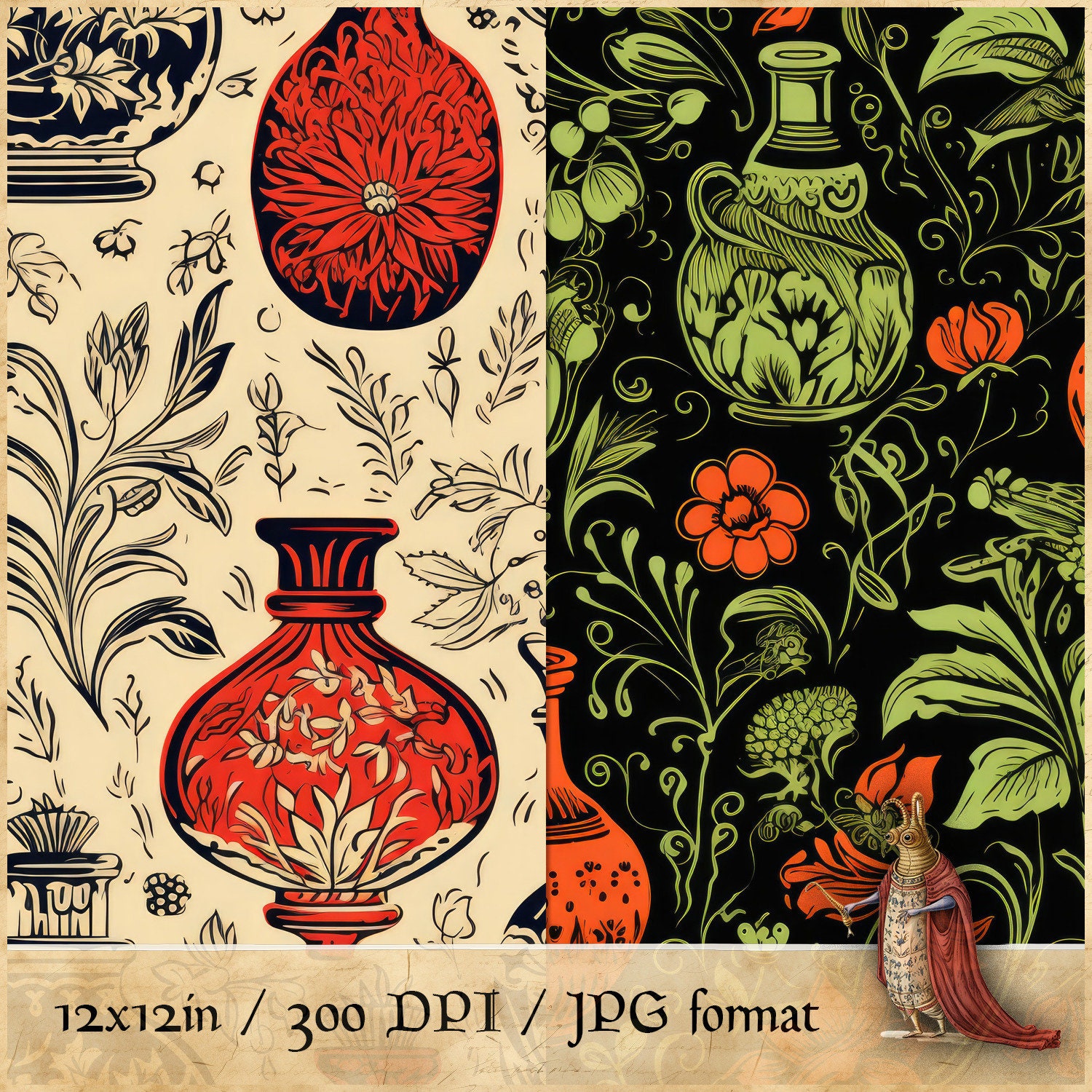 Medieval Perfume Seamless Patterns Digital Paper Woodcut - Etsy