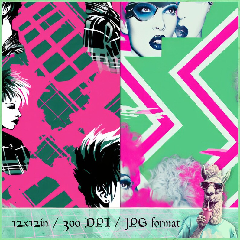 Vaporware 70s Punk Seamless Patterns, Digital Paper, Synthwave Patterns ...