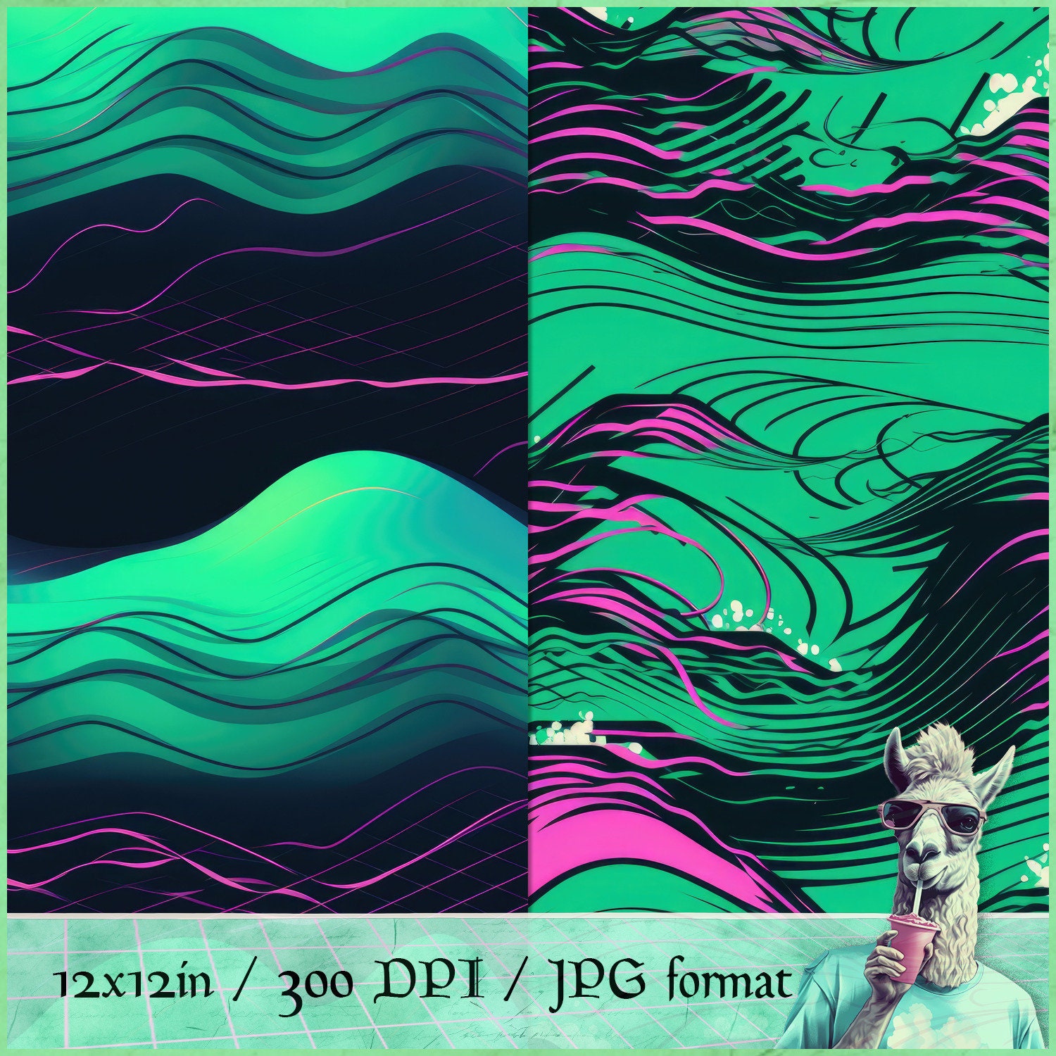 Vaporware Sinewave Seamless Patterns, Digital Paper, Synthwave Patterns ...