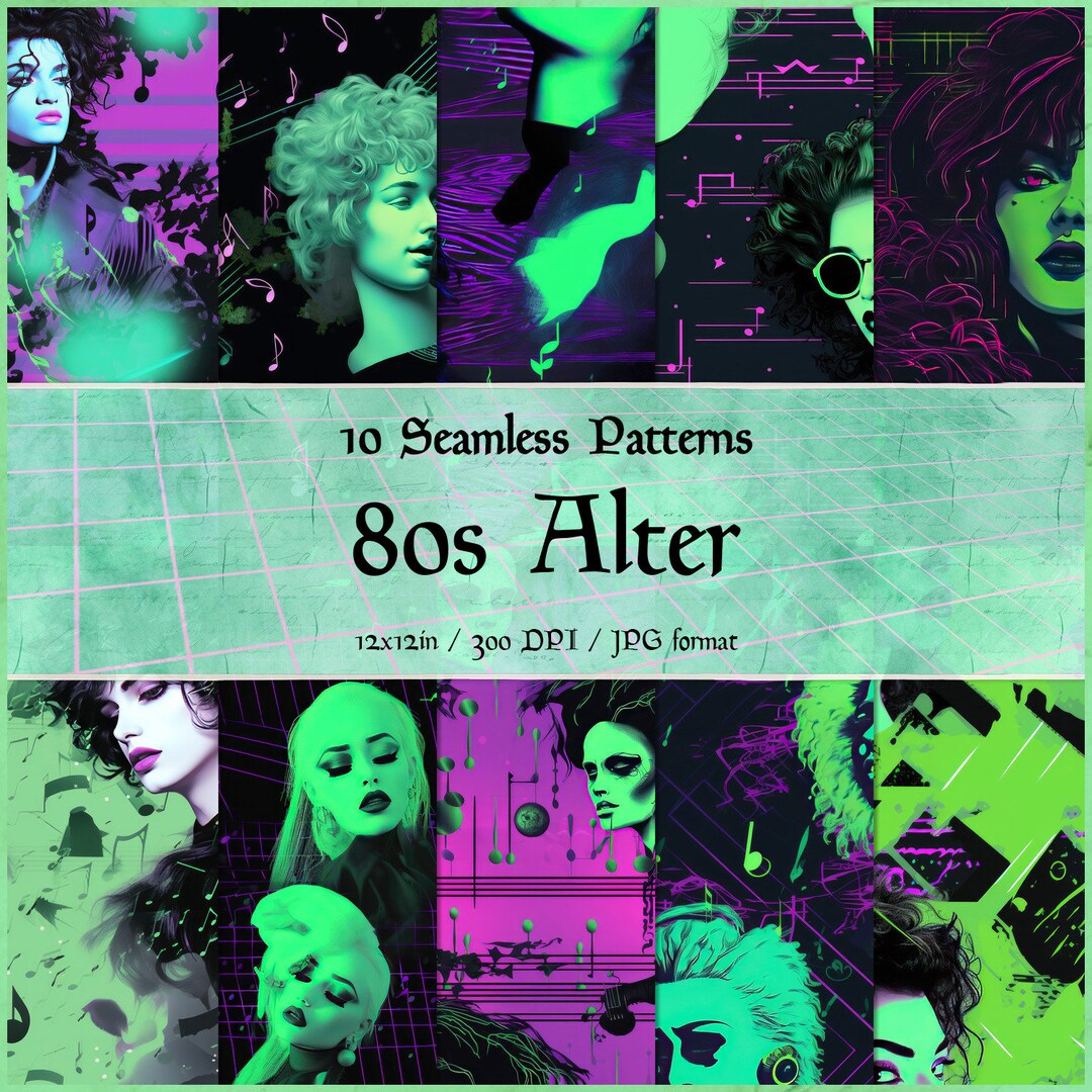 Vaporware 80s Alter Seamless Patterns, Digital Paper, Synthwave ...