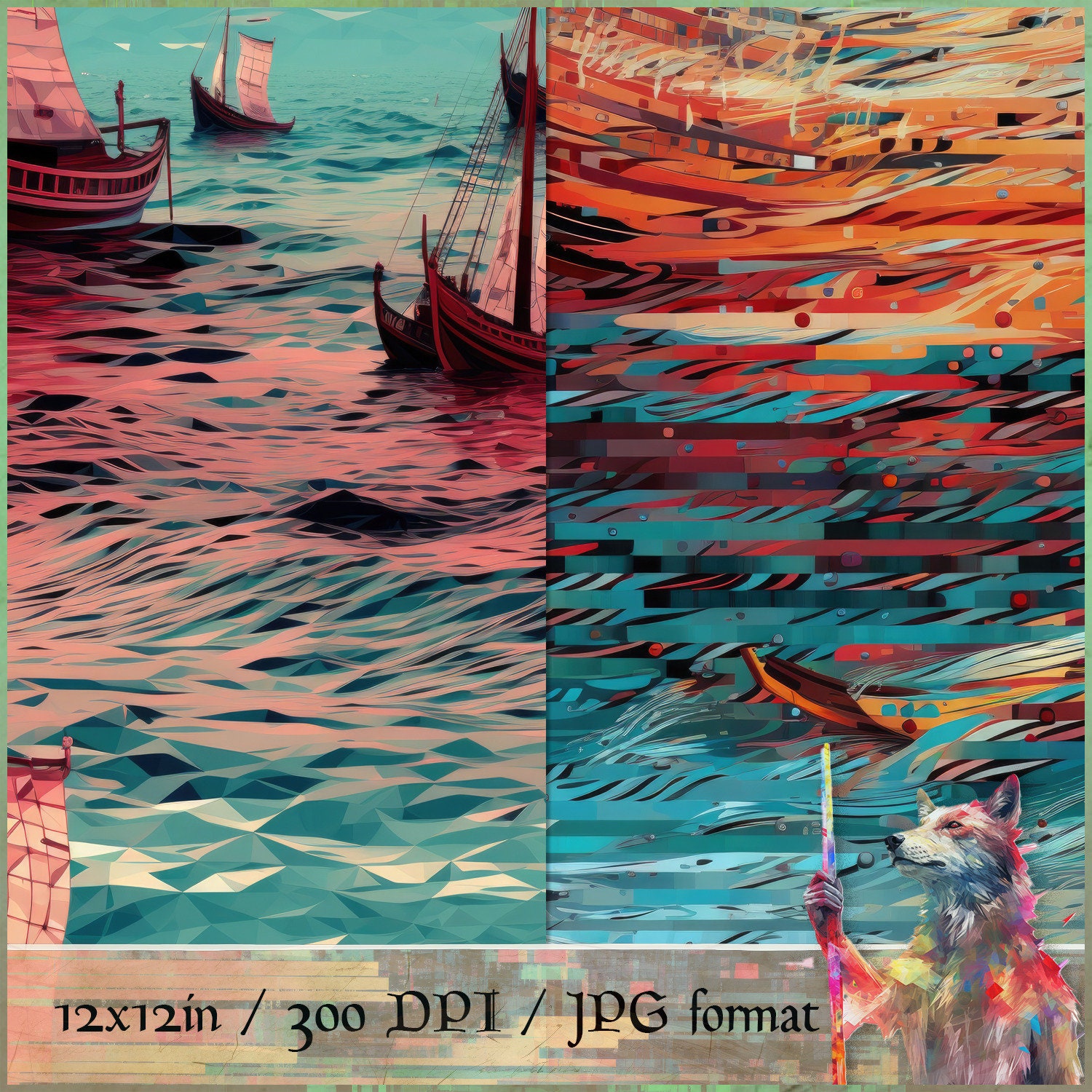 Glitch Art Ship Raid Seamless Patterns, Digital Paper, Scifi Patterns ...