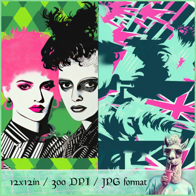 Vaporware 70s Punk Seamless Patterns, Digital Paper, Synthwave Patterns ...
