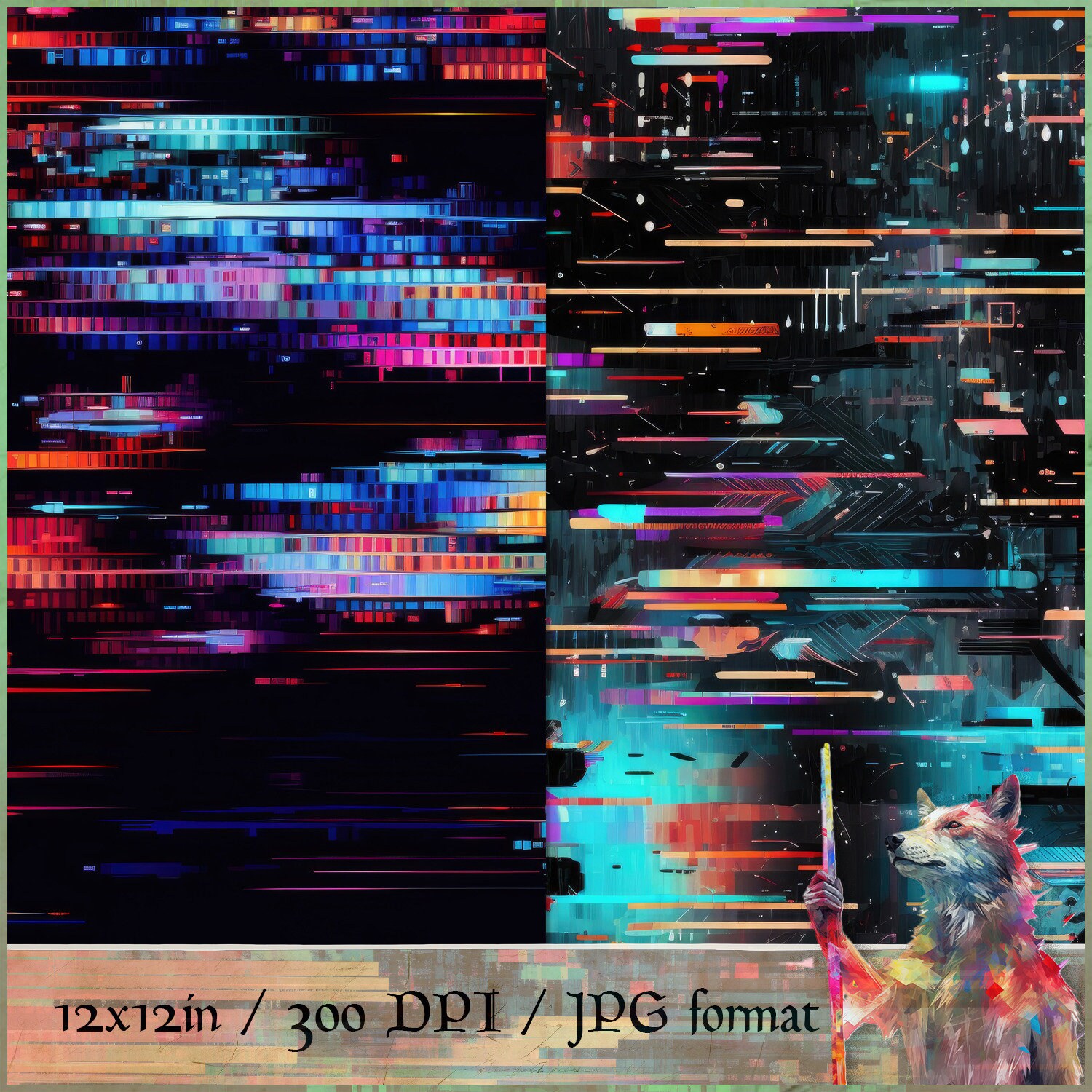 Glitch Art Spaceship Seamless Patterns, Digital Paper, Scifi Patterns ...