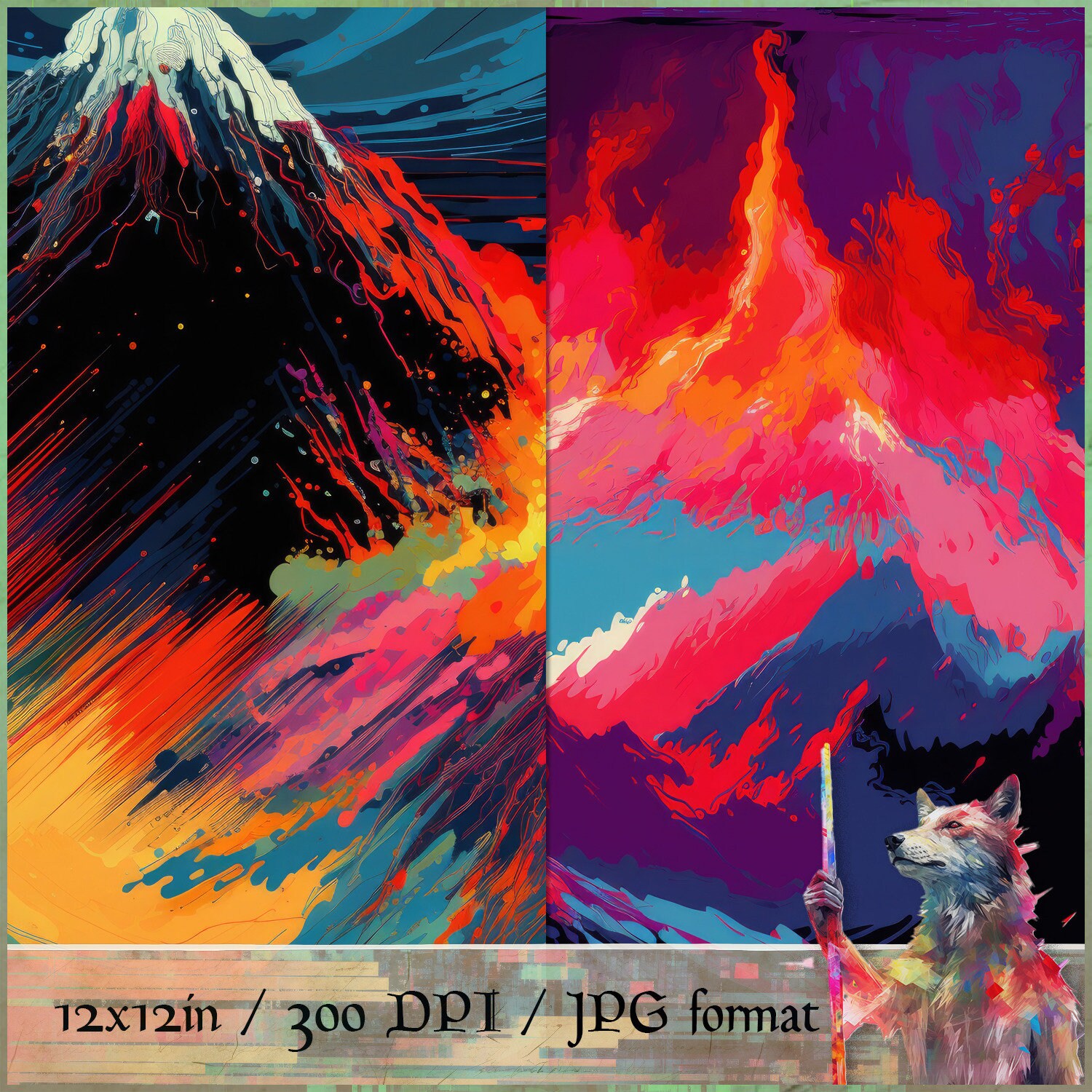 Glitch Art Volcano Seamless Patterns, Digital Paper, Scifi Patterns ...