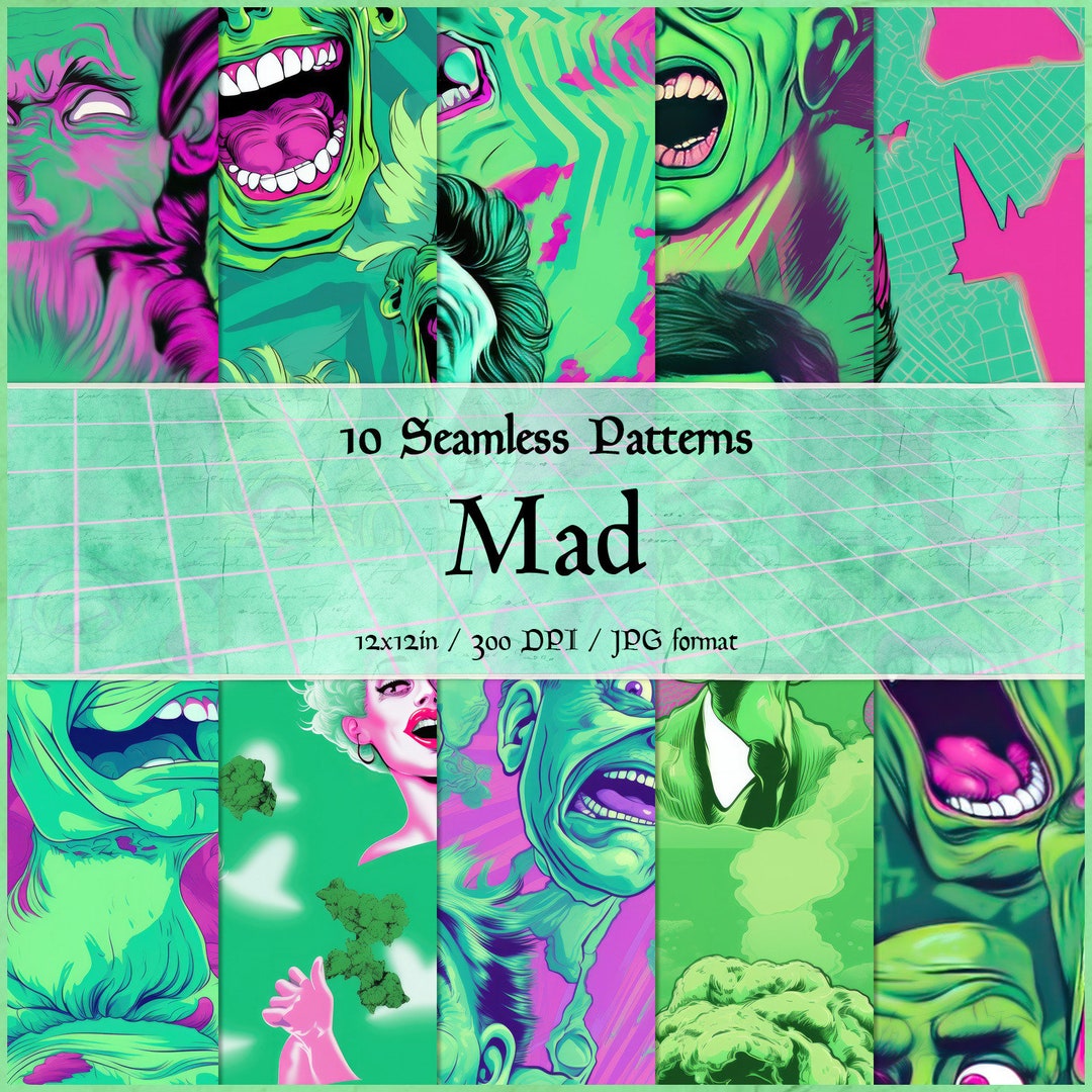 Vaporware Mad Seamless Patterns, Digital Paper, Synthwave Patterns ...