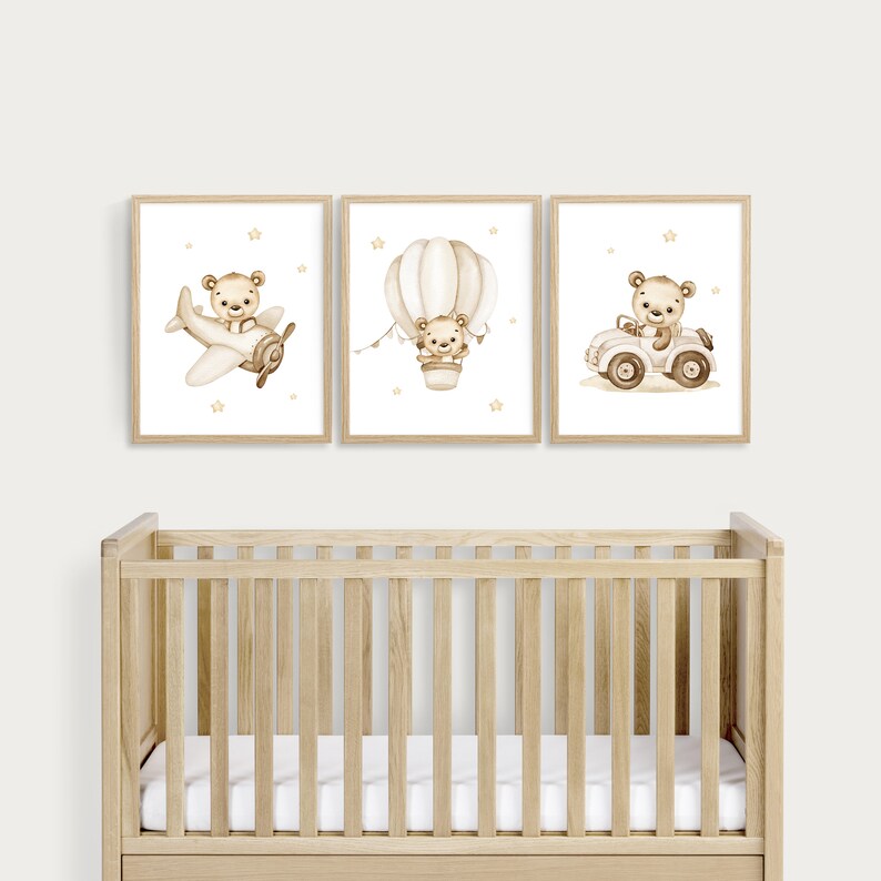 Teddy Bear Prints, Nursery Wall Art, Bear Pilot Poster, Baby Boy Print ...