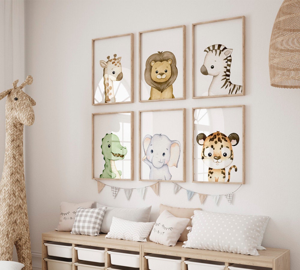 Safari Animals Prints Nursery Jungle Wall Art Printable - Etsy