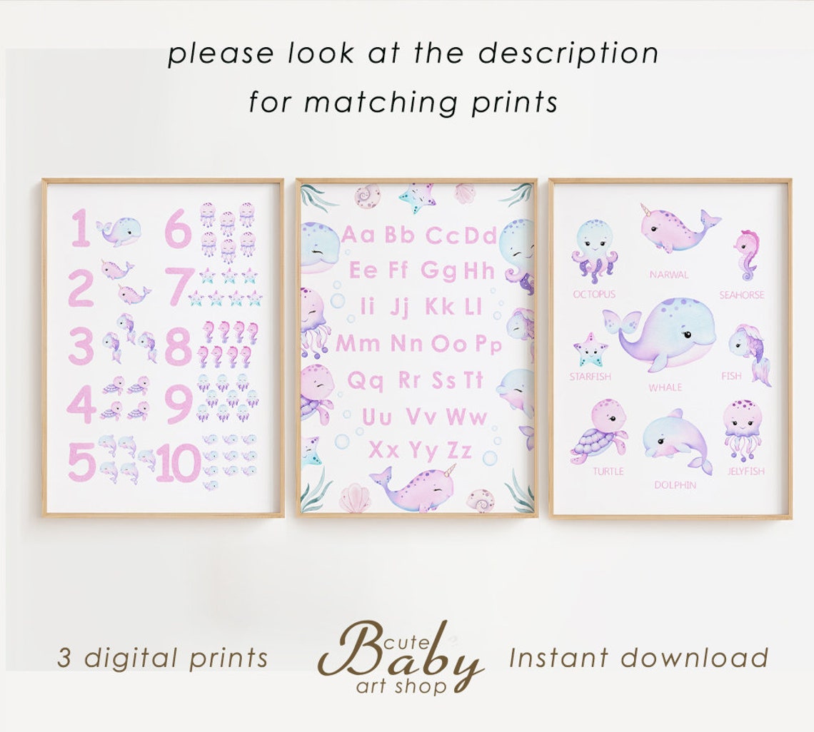 Rainbow Undersea Prints, Cute Ocean Animals, Nautical Poster, Undersea ...