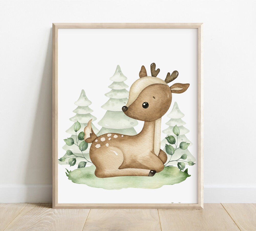 Woodland Animals Prints, Forest Animals Poster, Neutral Nursery Decor ...