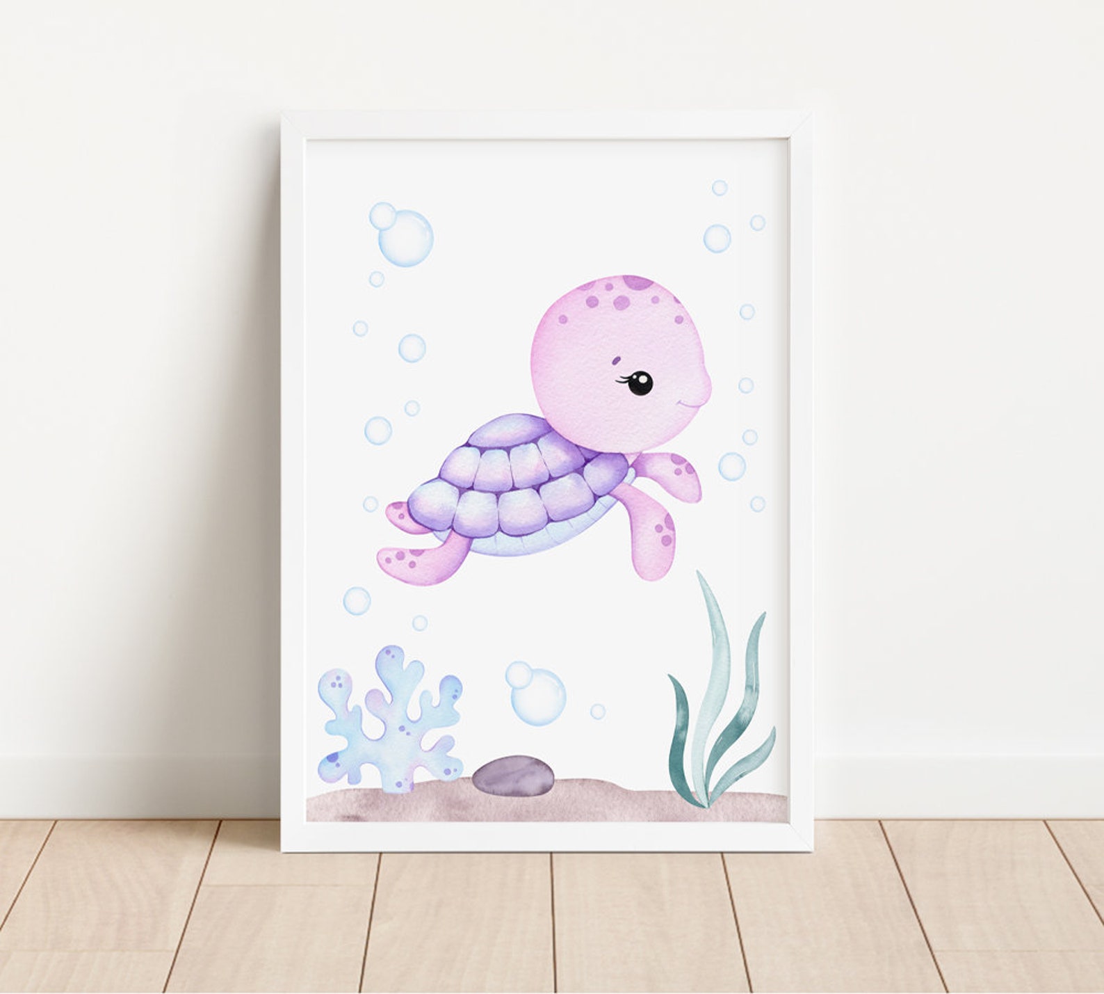 Rainbow Undersea Prints, Cute Ocean Animals, Nautical Poster, Undersea ...