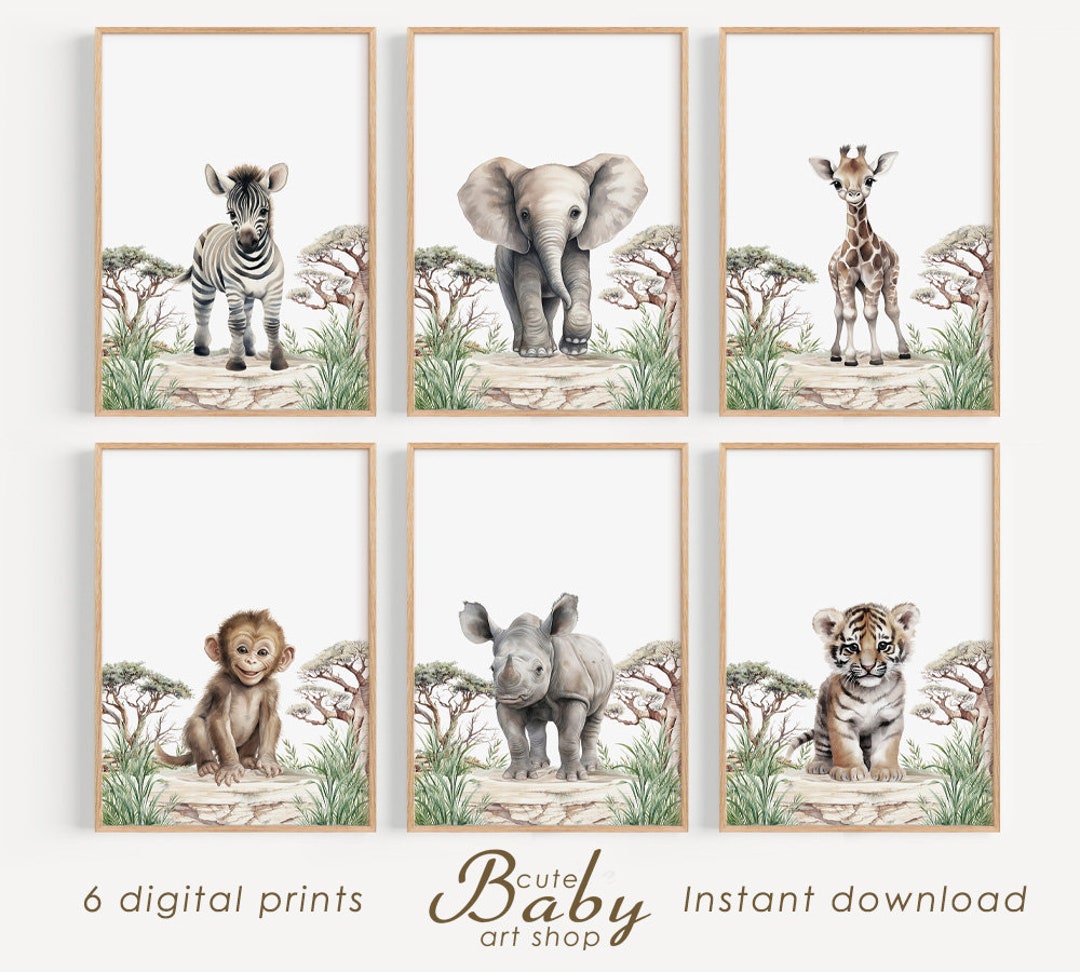 Safari Nursery Decor, Safari Animals Prints, Baby Safari Animals ...