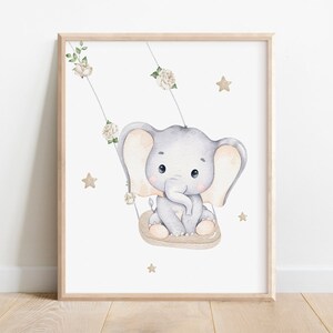 Elephant Nursery Print, Neutral Kids Decor, Cute Elephants Poster ...