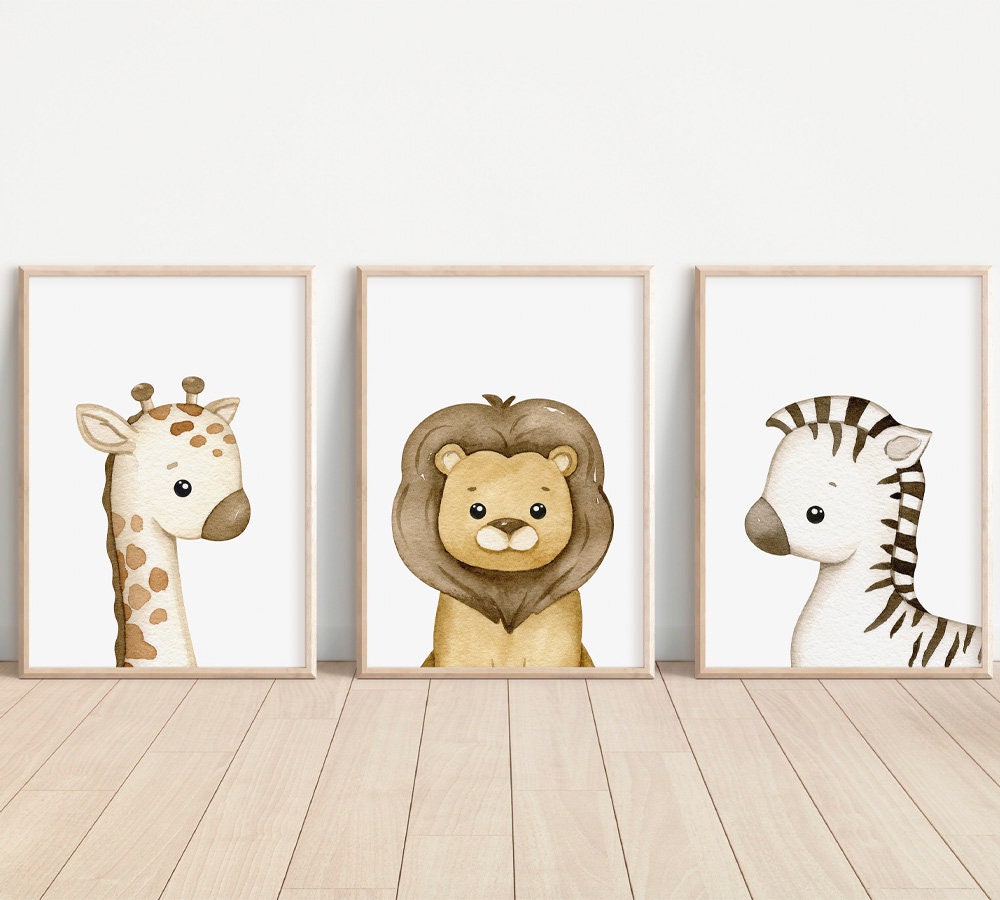 Safari Animals Prints Nursery Jungle Wall Art Printable - Etsy