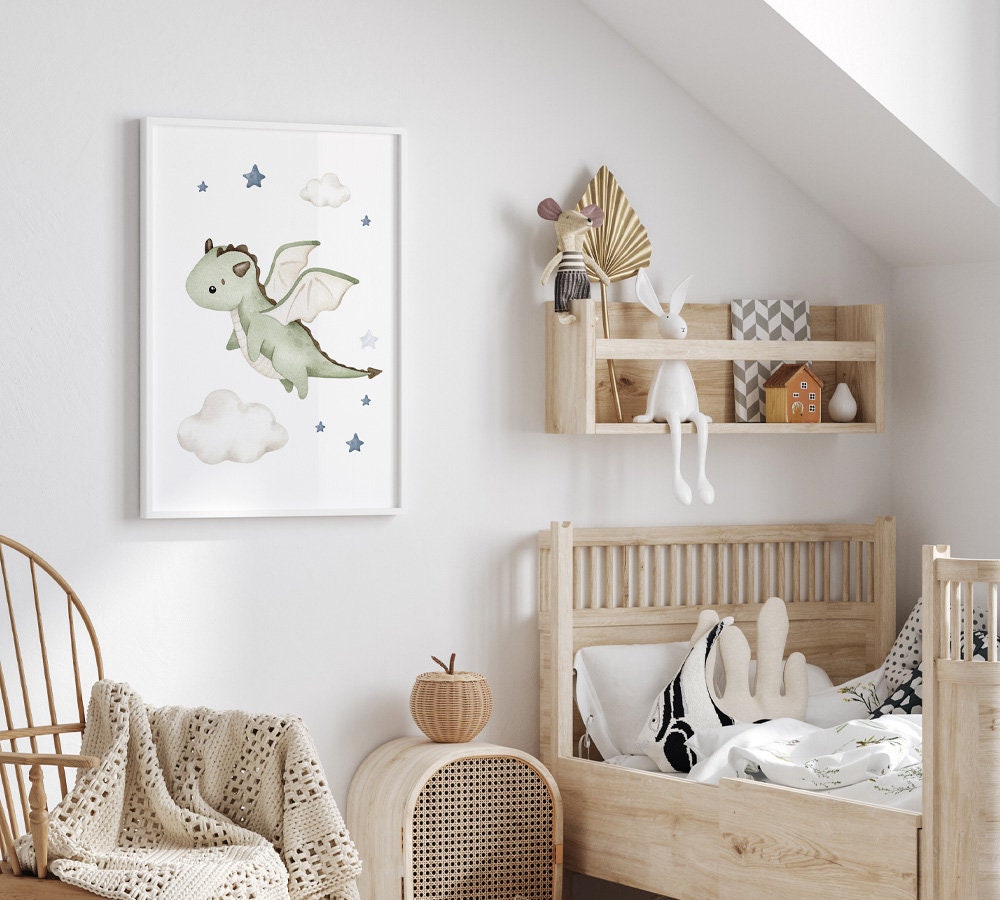 Cute Dragons Print, Boys Room Decor, Dragon Poster, Nursery Decor ...