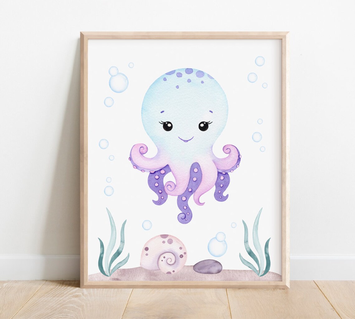 Rainbow Undersea Prints, Cute Ocean Animals, Nautical Poster, Undersea ...