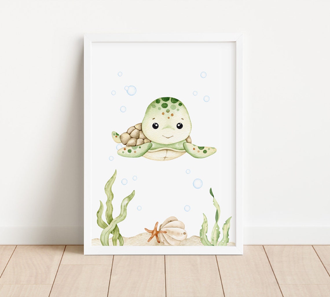 Under the Sea Print, Cute Ocean Animals, Nautical Undersea Posters ...