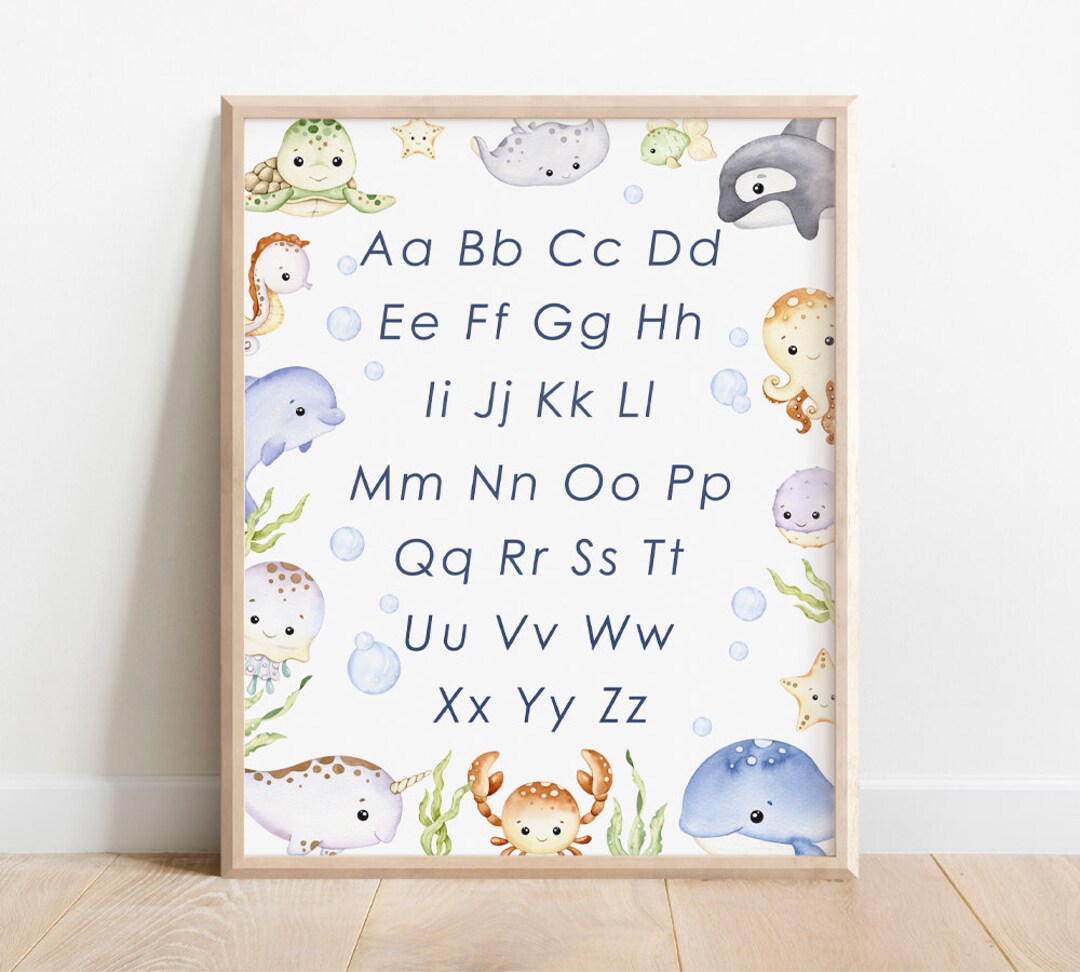 Alphabet Print, Nautical ABC Poster, Educational Prints, Nursery Decor ...