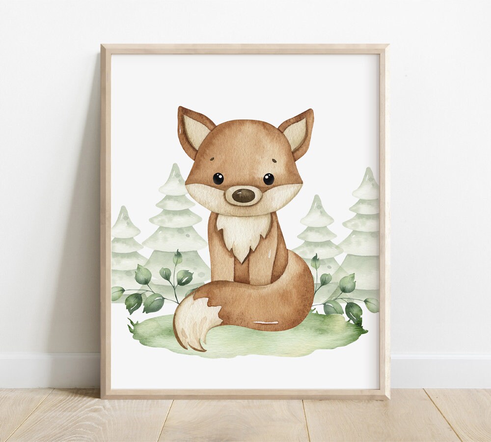 Woodland Animals Prints, Nursery Wall Art, Neutral Kids Room Decor ...