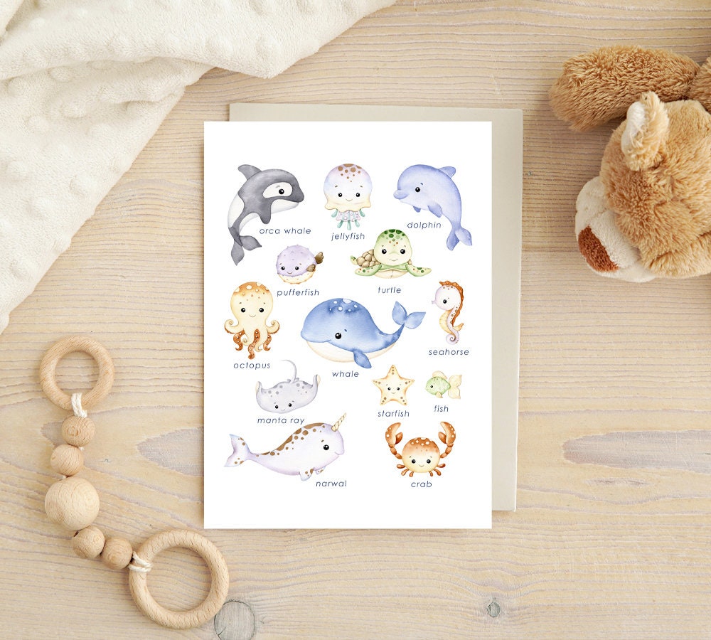 Educational Sea Animals Print Undersea Print Ocean Animals - Etsy