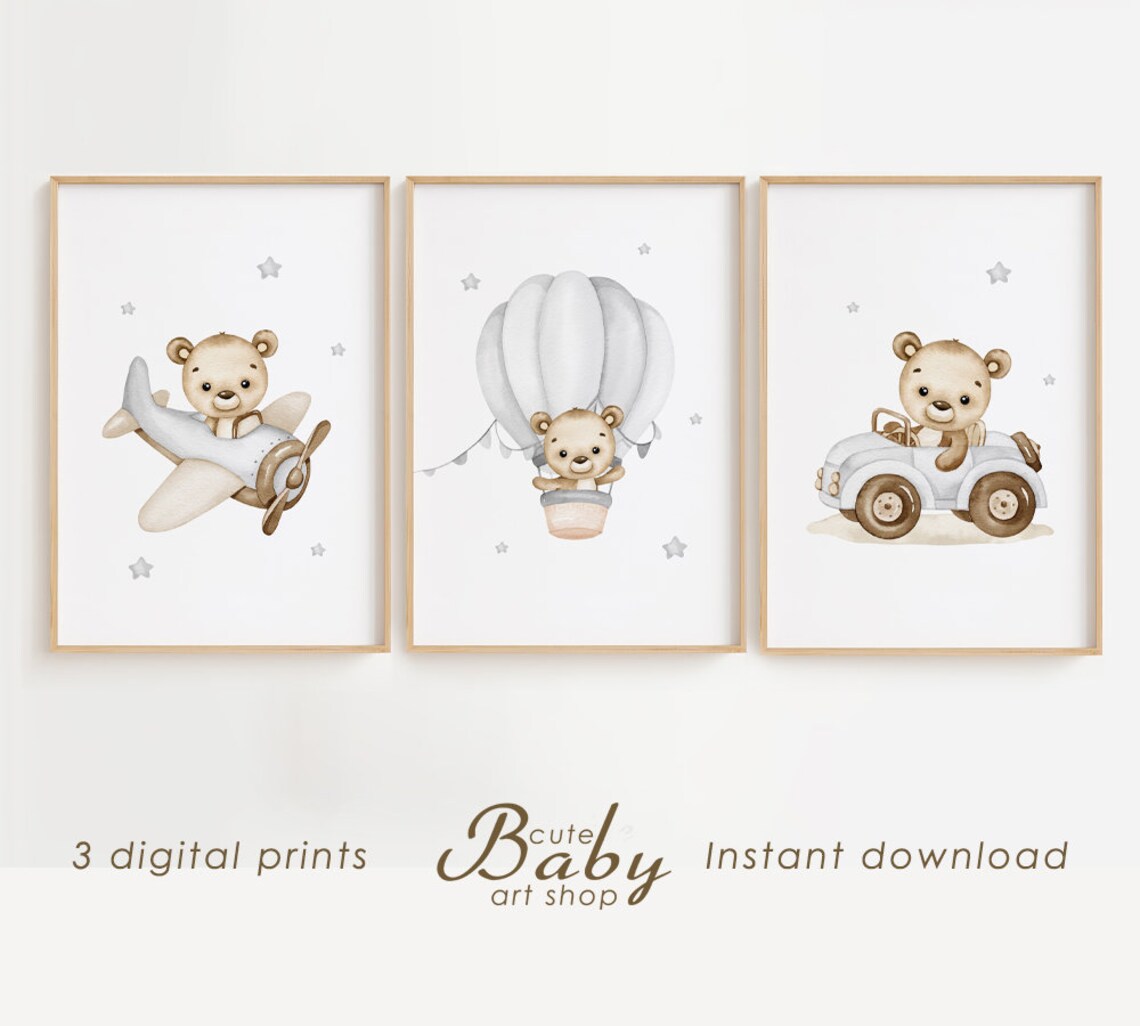 Teddy Bear Print, Baby Boy Prints, Nursery Decor, Cute Bear Poster ...
