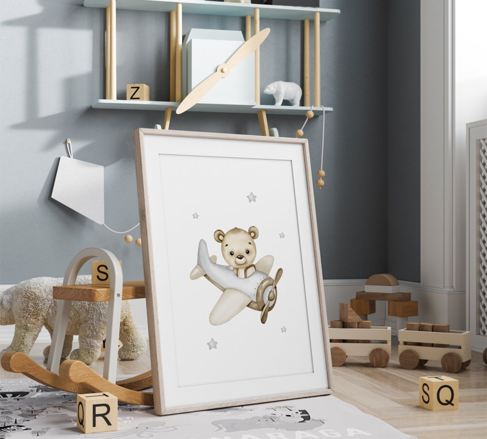 Teddy Bear Print, Baby Boy Prints, Nursery Decor, Cute Bear Poster ...