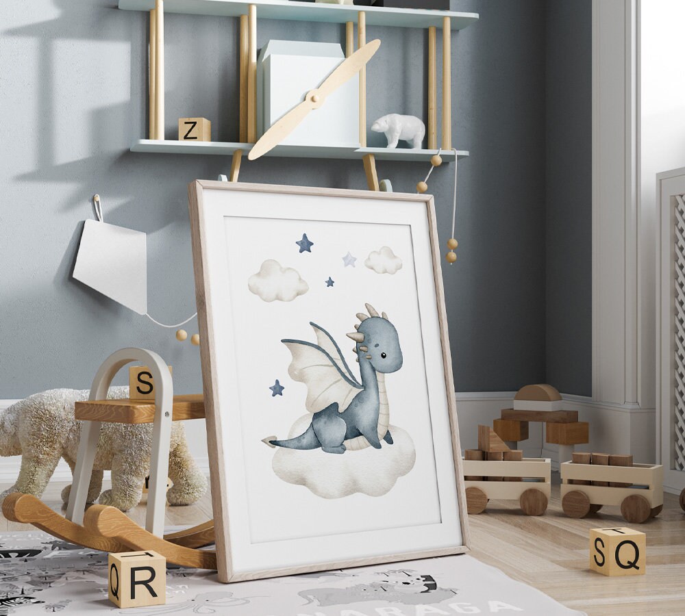 Cute Dragons Print, Boys Room Decor, Dragon Poster, Nursery Decor ...