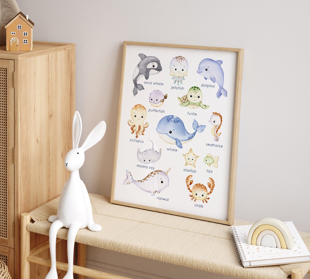 Educational Sea Animals Print Undersea Print Ocean Animals - Etsy