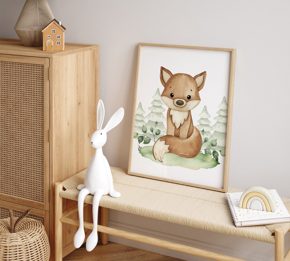 Woodland Animals Prints, Forest Animals Poster, Neutral Nursery Decor ...