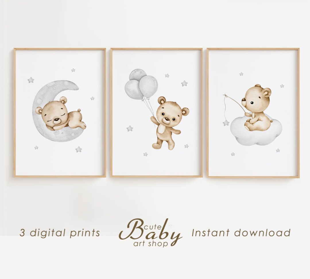 Teddy Bear Print, Baby Boy Prints, Nursery Decor, Cute Bear Poster ...