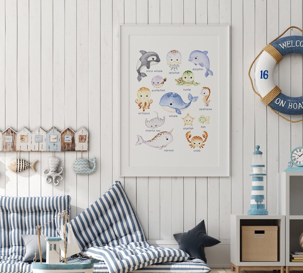Educational Sea Animals Print Undersea Print Ocean Animals - Etsy