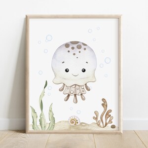 Neutral Under the Sea Prints, Cute Ocean Animals, Nautical Undersea ...
