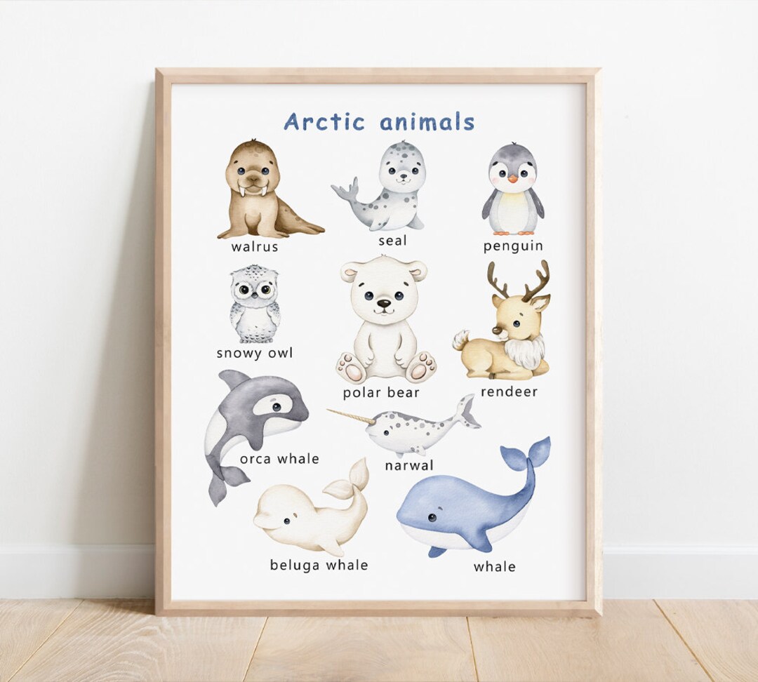 Arctic Animals Print, Educational Print, North Animals Poster, Nursery ...