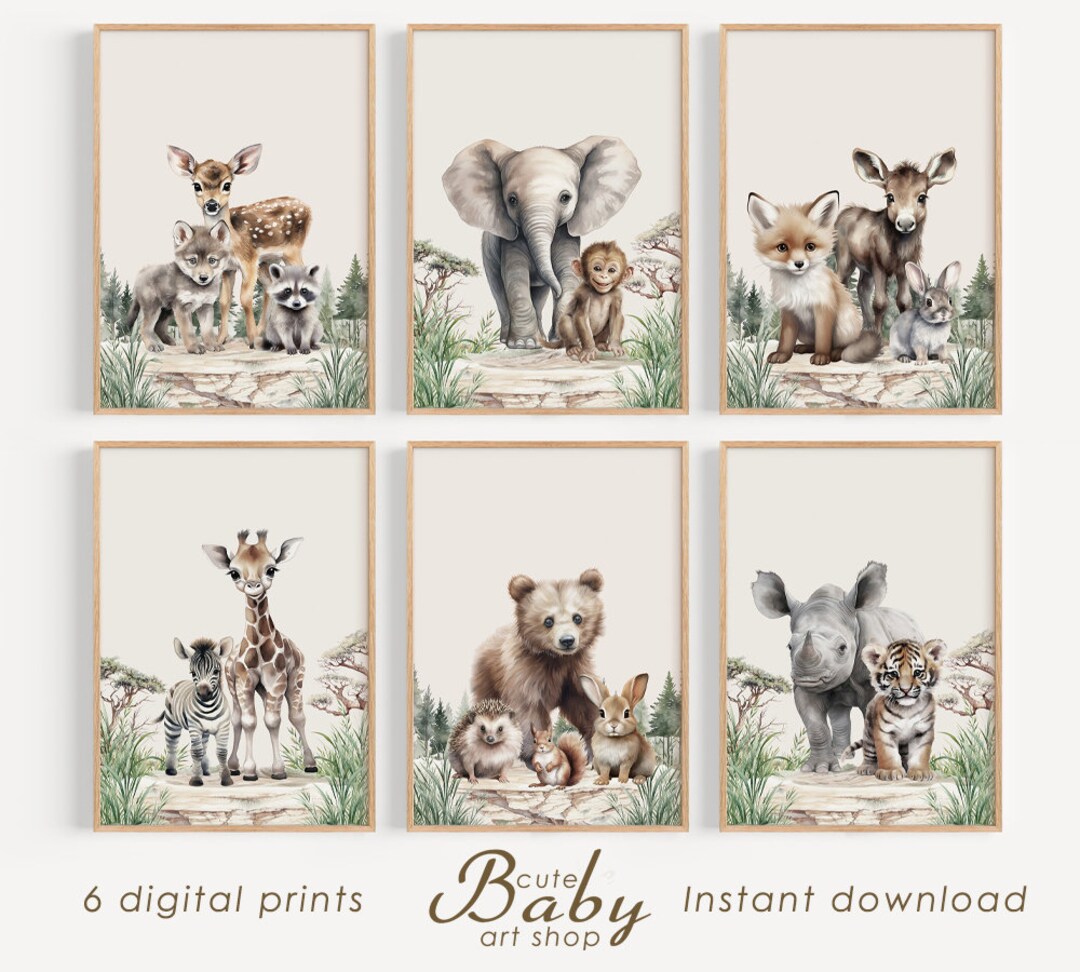 Animals Nursery Prints, Safari Animals Prints, Woodland Animals Prints ...