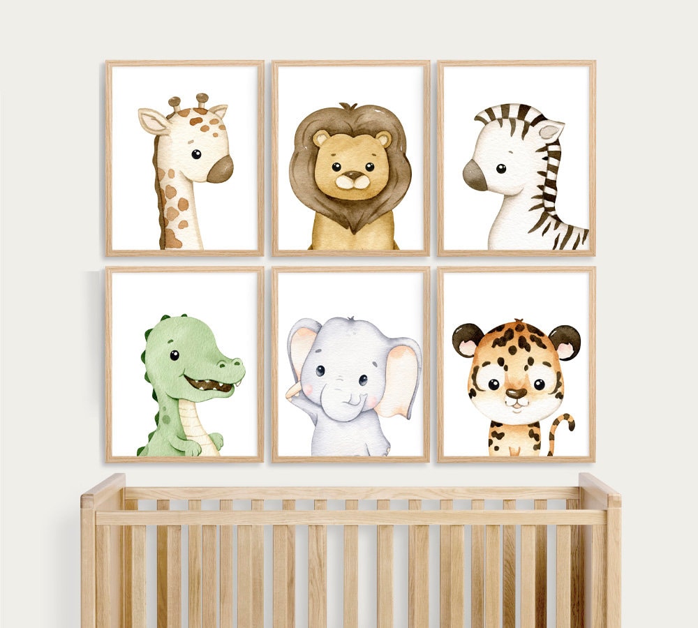 Safari Animals Prints Nursery Jungle Wall Art Printable - Etsy