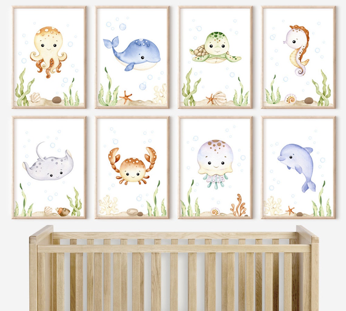 Under the Sea Print, Cute Ocean Animals, Nautical Undersea Posters ...
