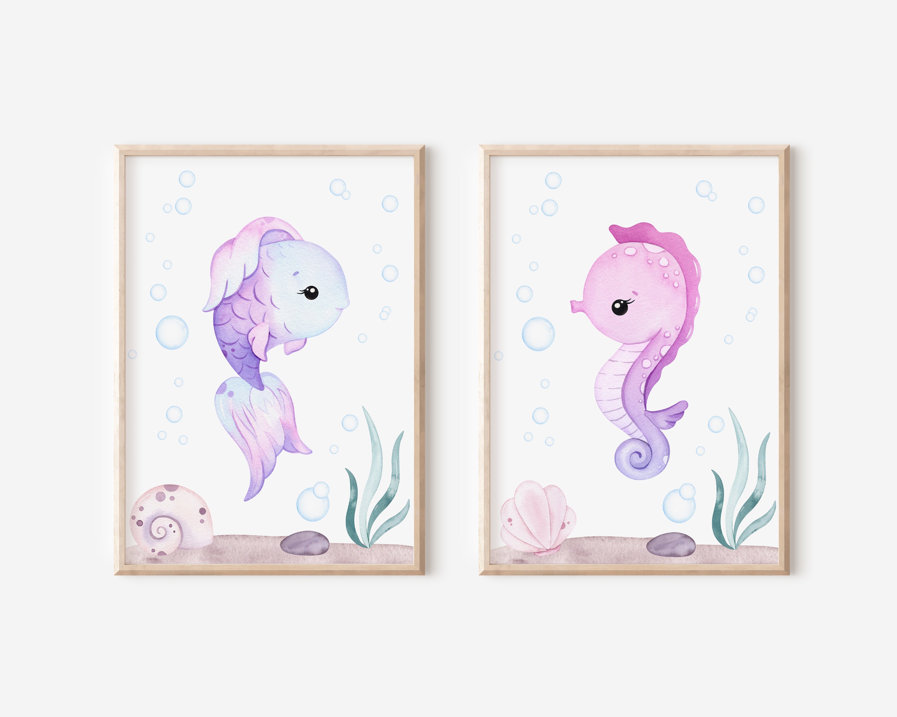 Rainbow Undersea Prints, Cute Ocean Animals, Nautical Poster, Undersea ...