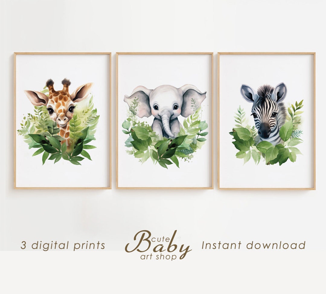Safari Animals Prints, Baby Animal Prints, Jungle Nursery Decor, Safari ...