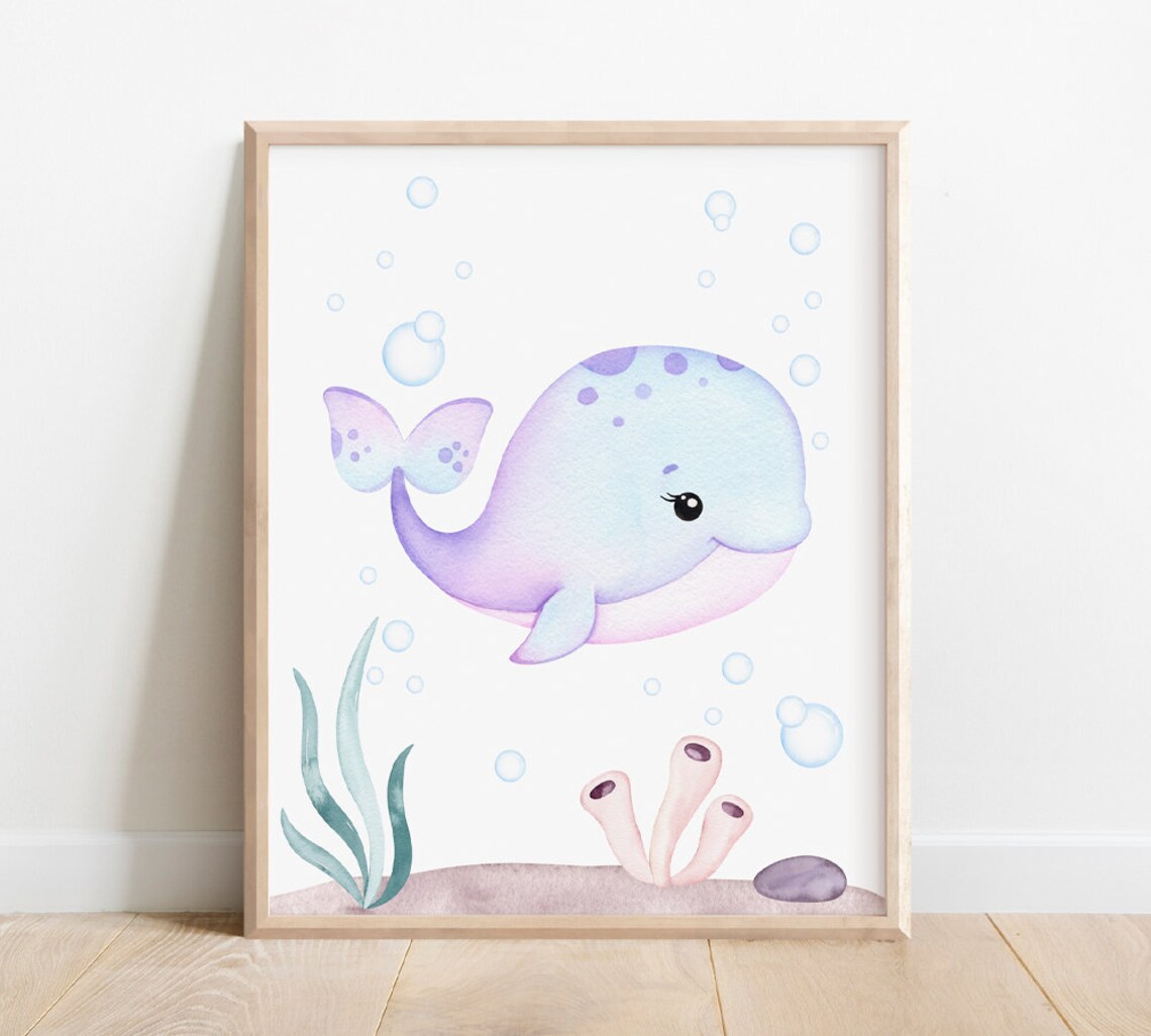 Rainbow Undersea Prints, Cute Ocean Animals, Nautical Poster, Undersea ...