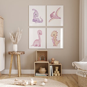 Dinosaurs Prints, Pink Dino Posters, Nursery Decor, Printable Wall Art ...