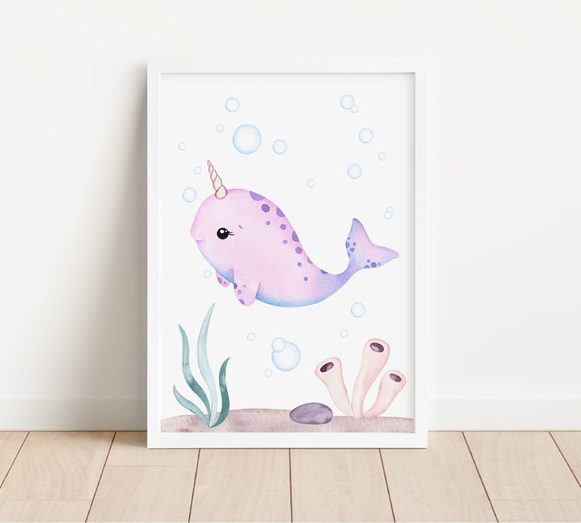 Rainbow Undersea Prints, Cute Ocean Animals, Nautical Poster, Undersea ...
