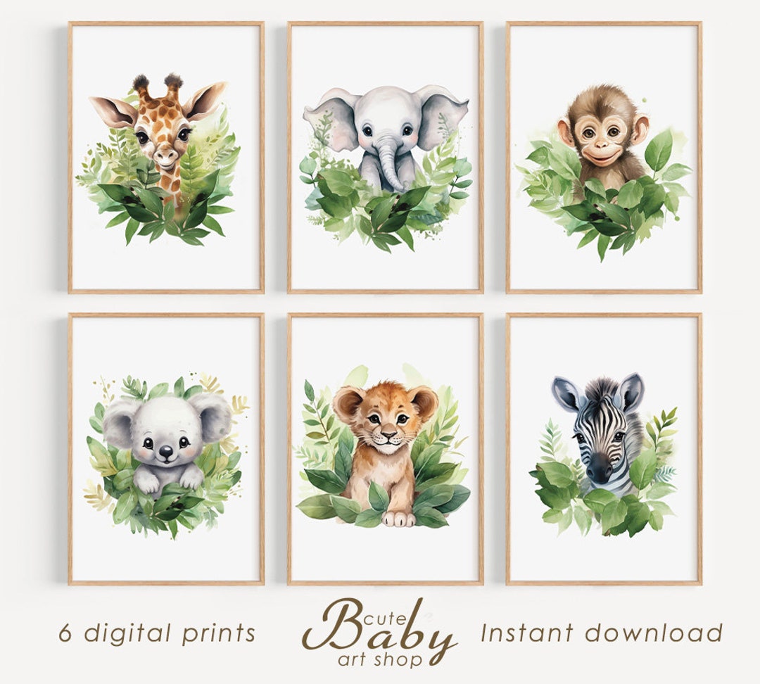 Safari Animals Prints, Baby Animal Prints, Jungle Nursery Decor, Safari ...