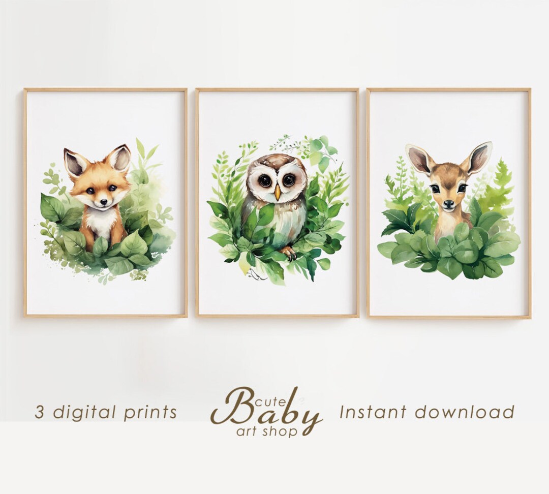 Woodland Animals Prints, Forest Animals Poster, Nursery Printable Wall ...